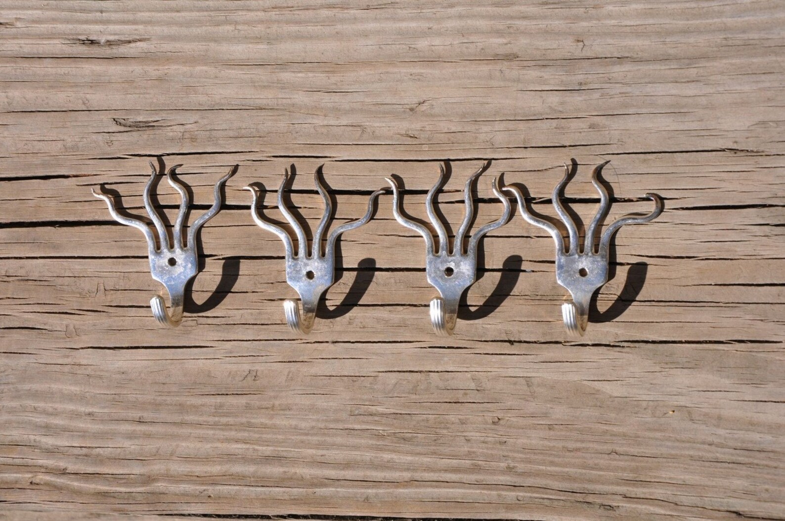 4 Mini Funky Fork Hooks Vintage Reclaimed Silverware | Etsy
