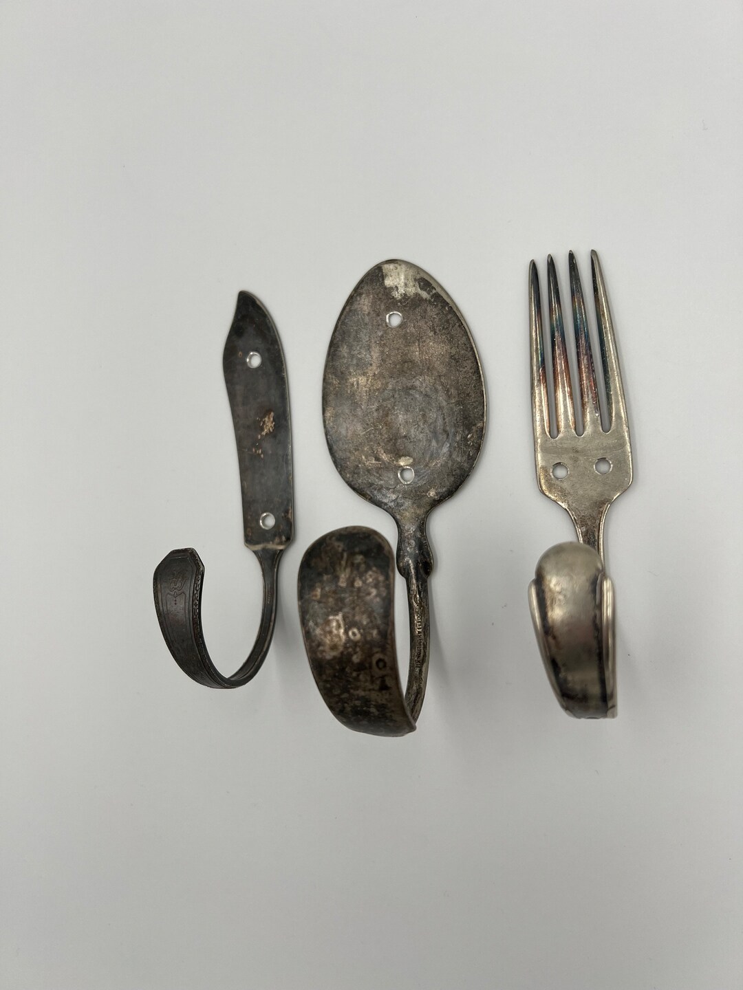 Silverware Hooks Set Spoon Fork Knife Silver Vintage Storage Hangers ...