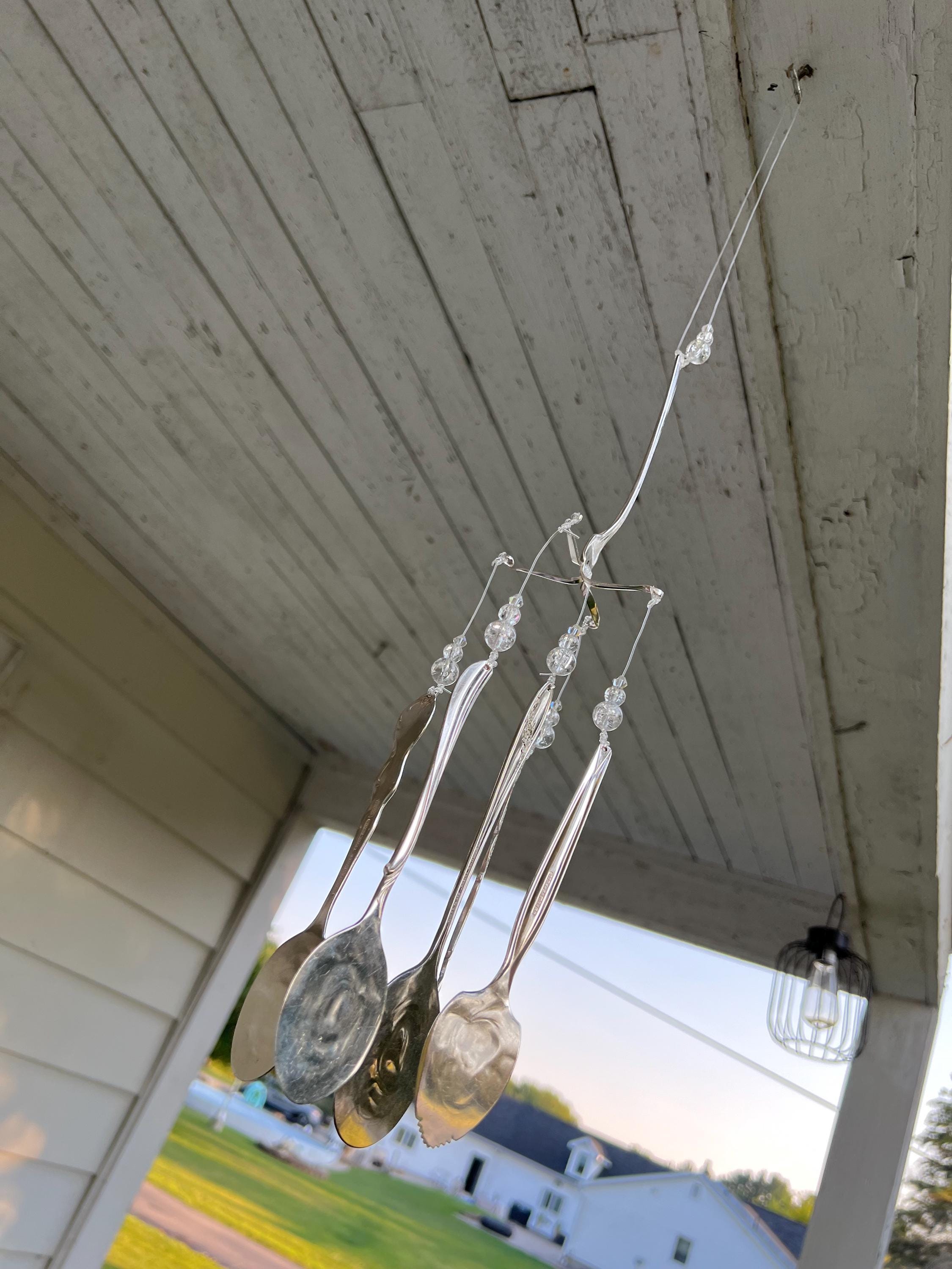 Beautiful 5 Spoon Wind Chime Made With Antique Silverware and Beads - Etsy