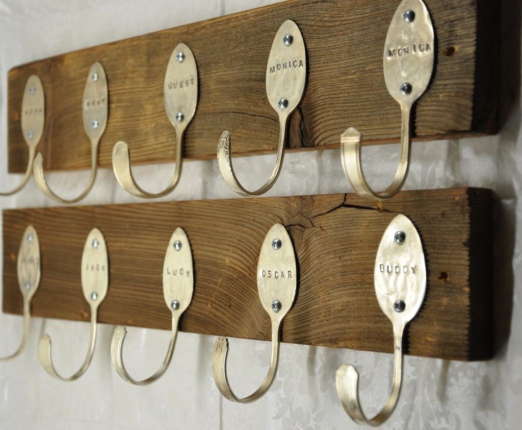 Personalized Spoon Hooks Coat Rack Vintage Recycled Silverware | Etsy