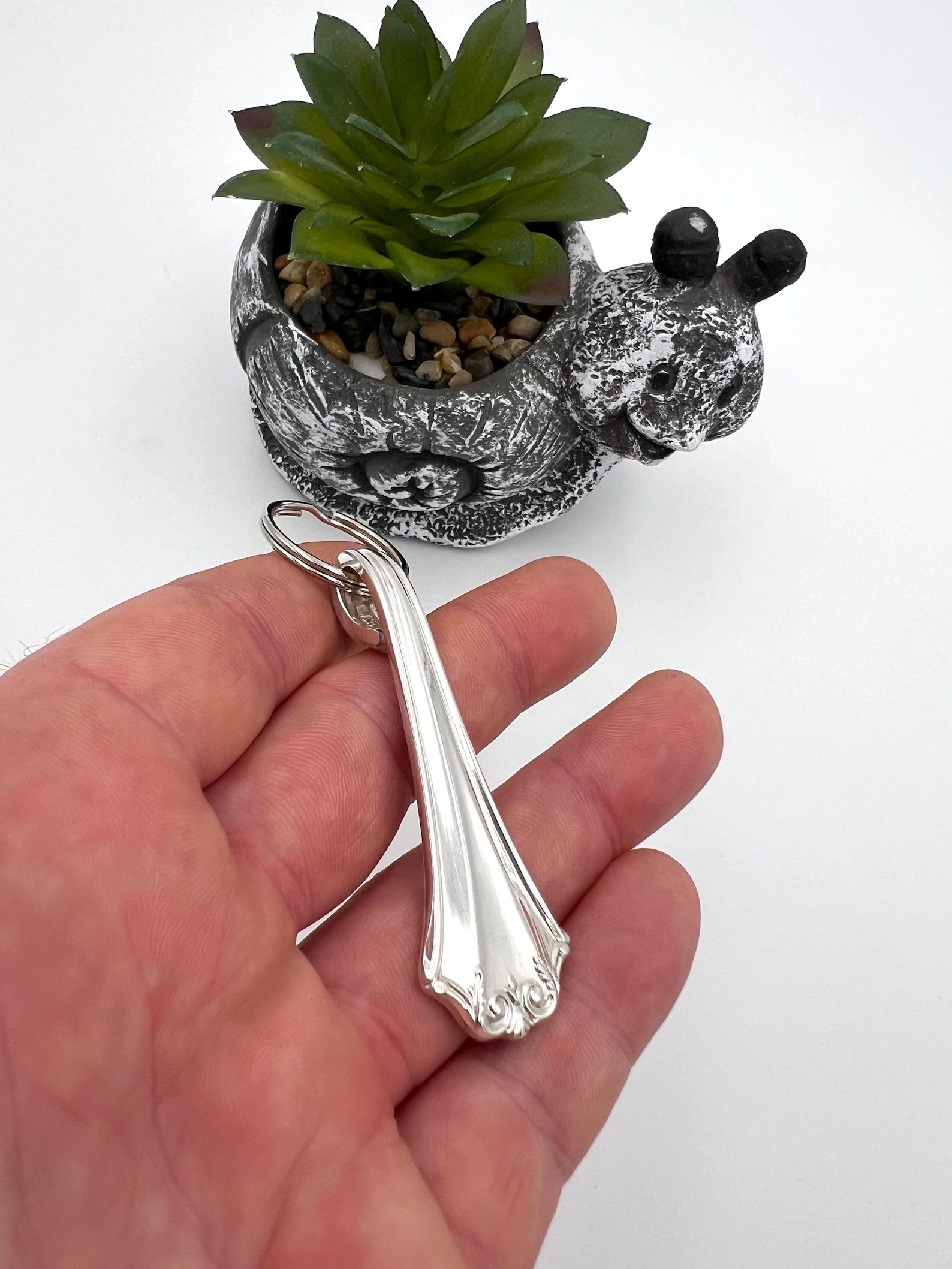 Silver Spoon Keychain Key Fob Vintage Reclaimed Silverware Beautiful ...
