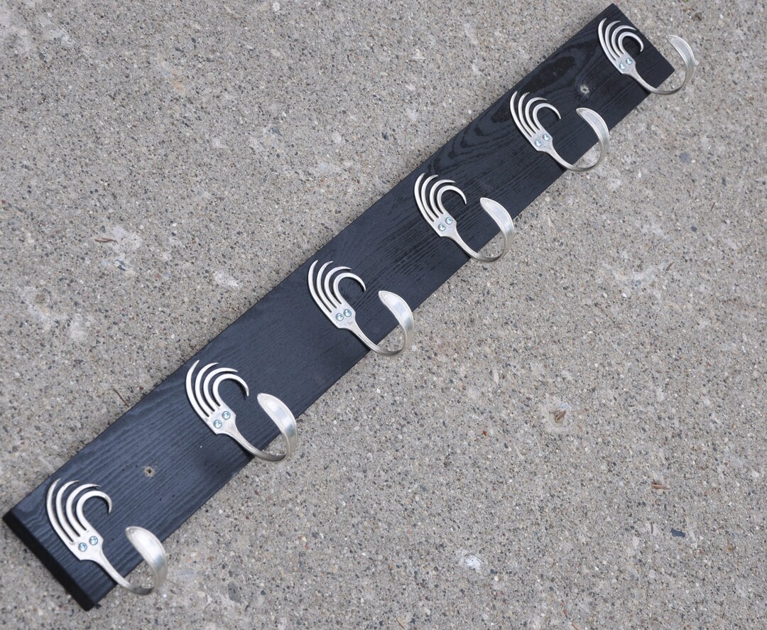 6 Funky Wave Fork Hooks Coat Rack Recycled Silverware Wall Art - Etsy