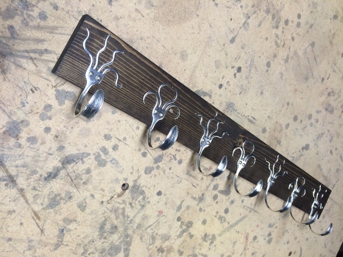 7 Funky Fork Hooks Coat Rack Recycled Silverware Coats | Etsy