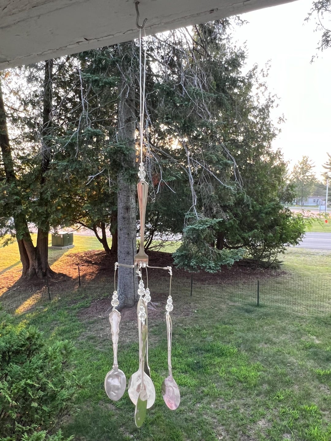 Beautiful 5 Spoon Wind Chime Made With Antique Silverware and Beads - Etsy