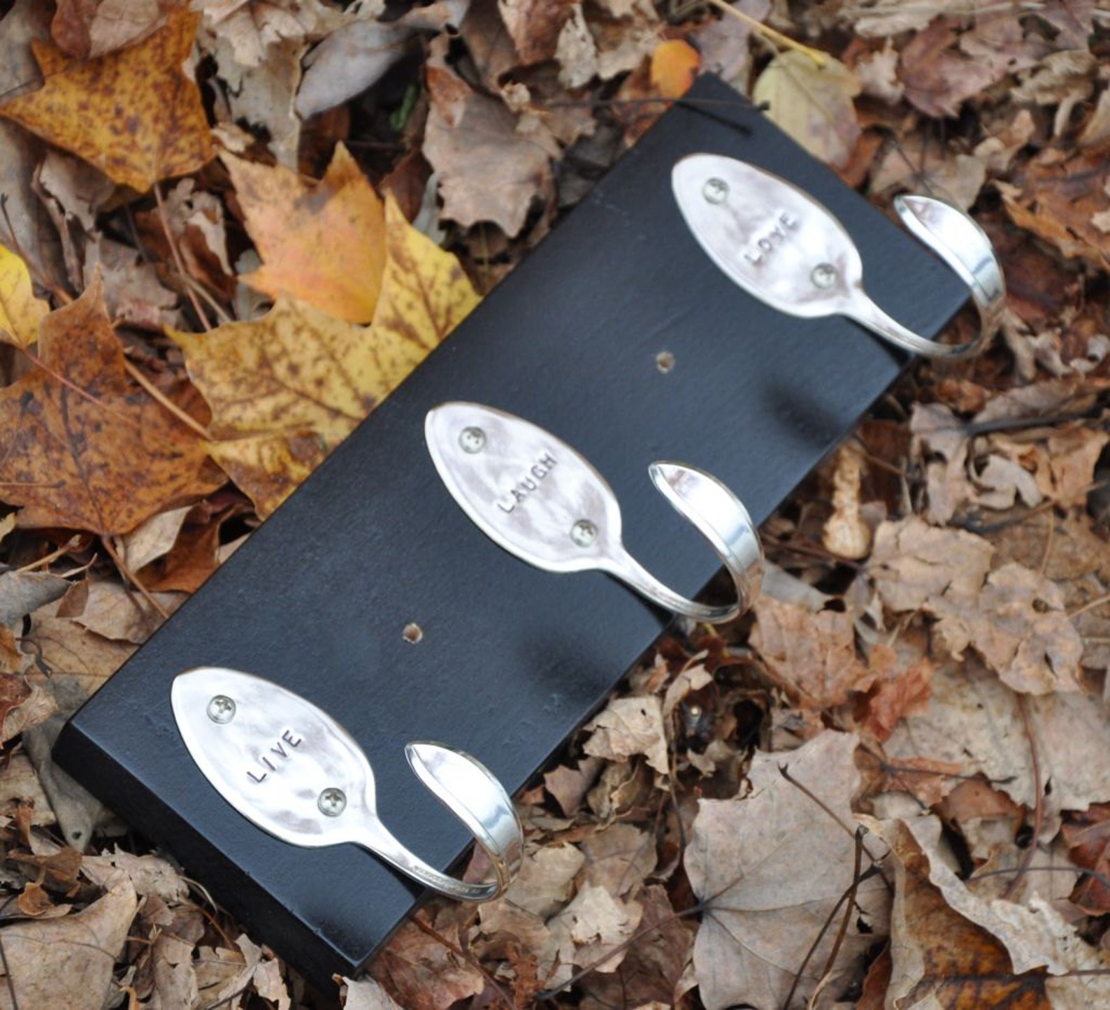 3 Personalized Spoon Hooks Rack Recycled Vintage Silverware - Etsy