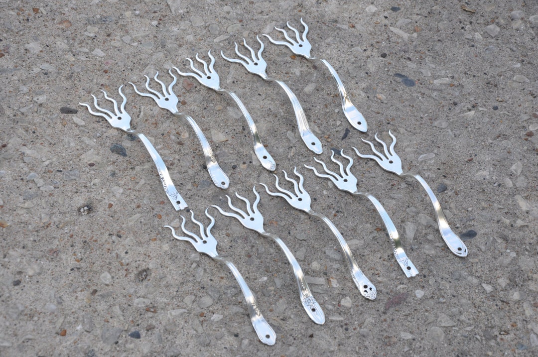 10 Funky Fork Door Pulls Vintage Reclaimed Silverware - Etsy