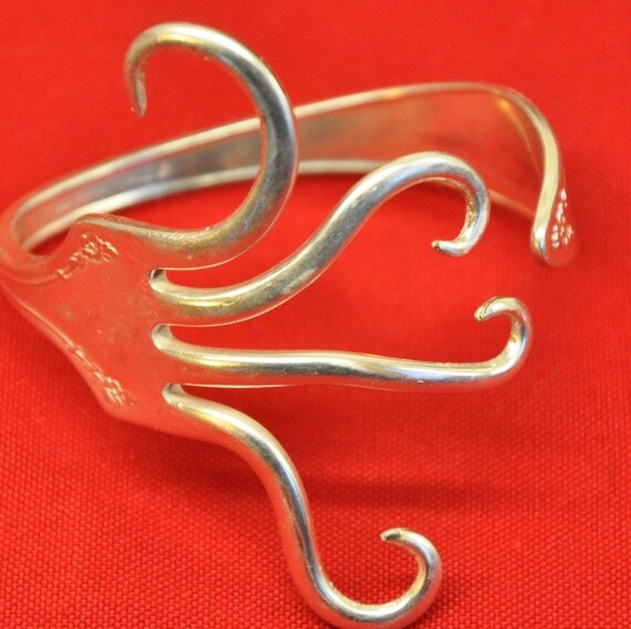 Items similar to Personalized Funky Fork Bracelet, Silverware Jewelry ...