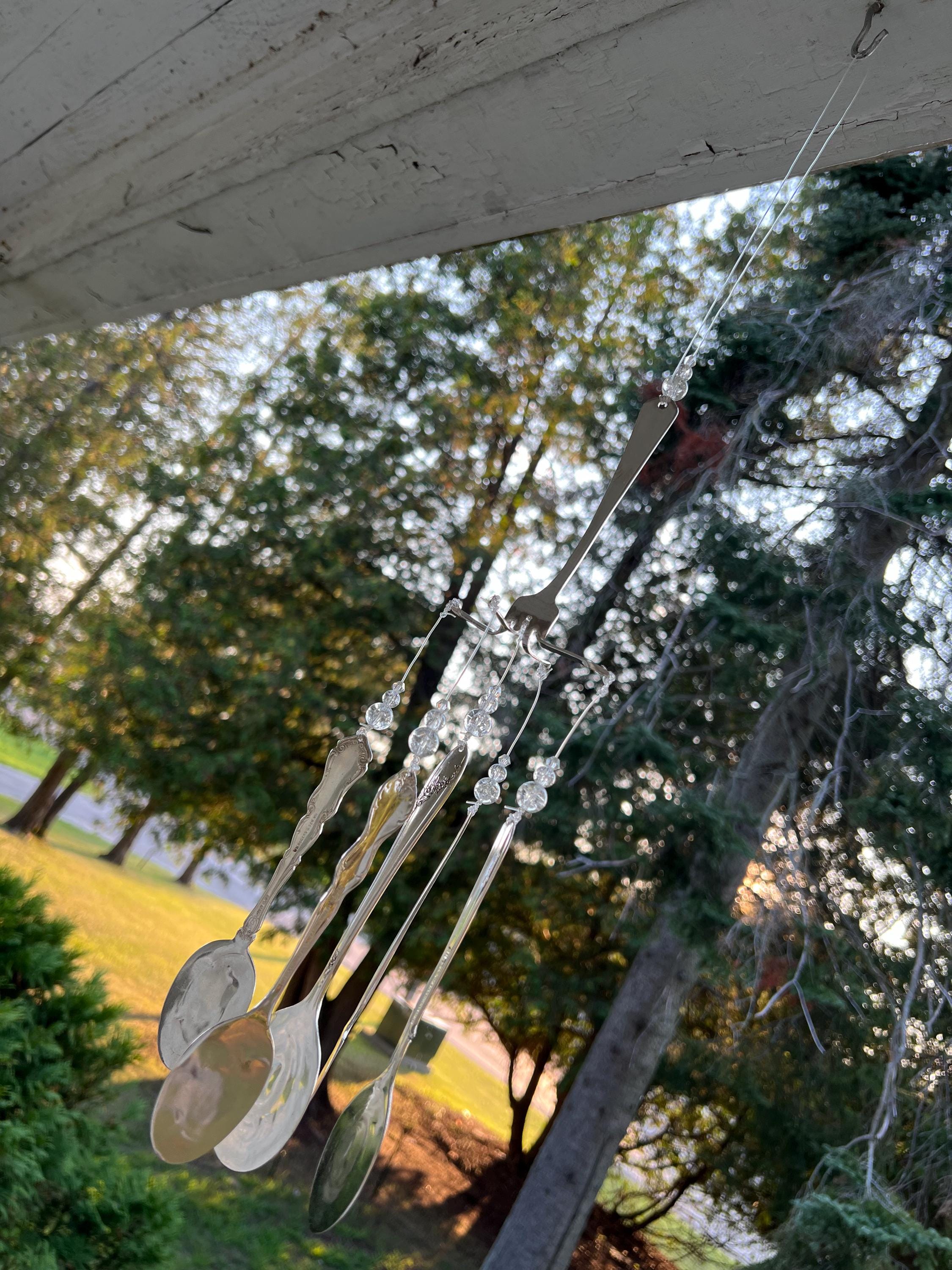 Beautiful 5 Spoon Wind Chime Made With Antique Silverware and Beads - Etsy