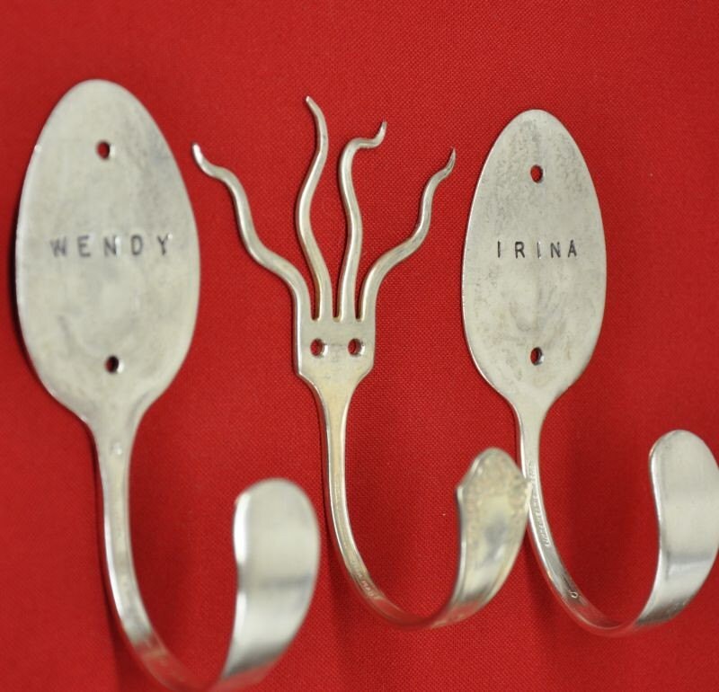 Funky Fork and Two Spoon Hooks Combo Personalized Vintage | Etsy