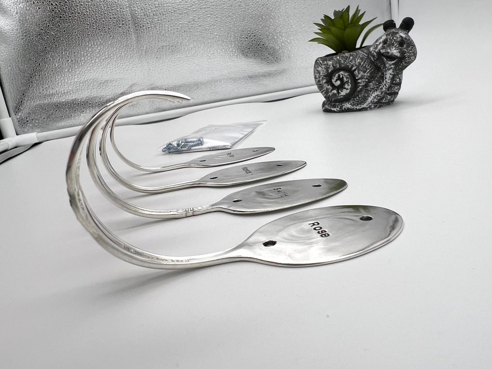 4 Personalized Spoon Hooks Vintage Reclaimed Silverware Build Your Own ...