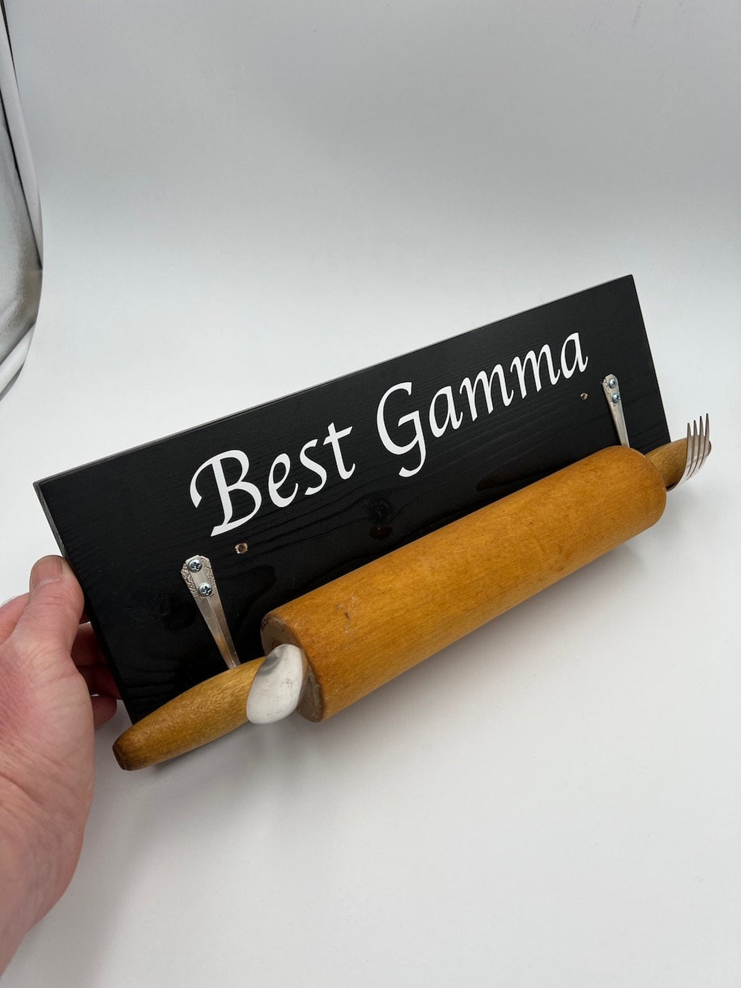 Rolling Pin Rack Made With Silverware Hooks Personalized With a Name or ...