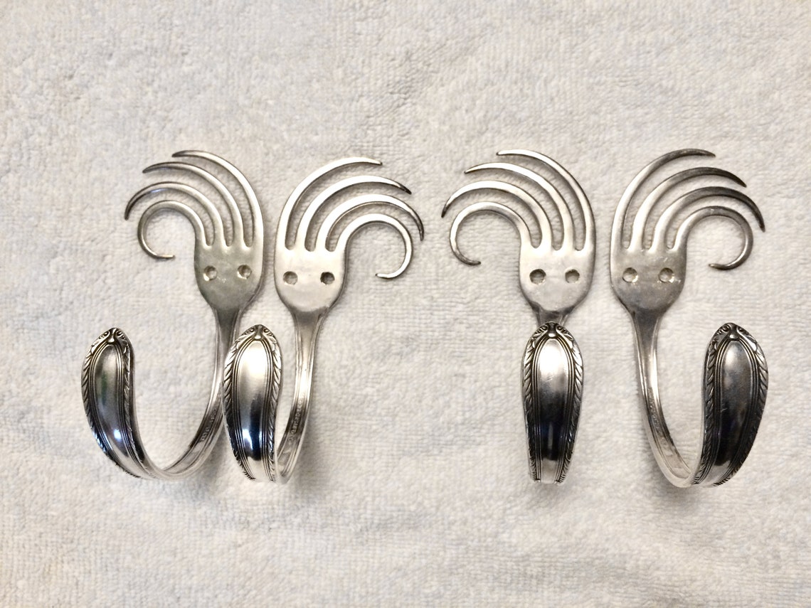 4 Vintage Wave Fork Hooks Set Matching Dinner Forks Functional | Etsy