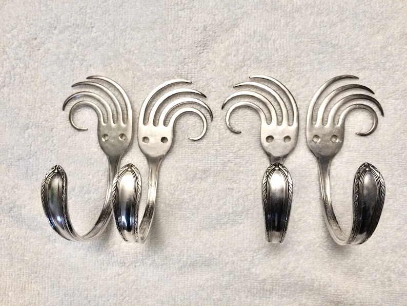 4 Vintage Wave Fork Hooks Set Matching Dinner Forks Functional | Etsy