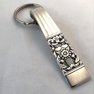 Spoon Keychain Silver Key Fob Vintage Reclaimed Silverware Coronation ...