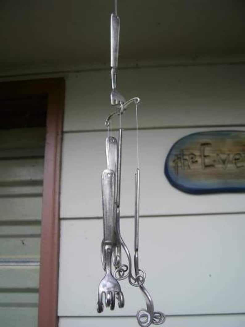 Curly Forks Wacky Wind Chime Silver Plated Vintage Reclaimed Silverware ...