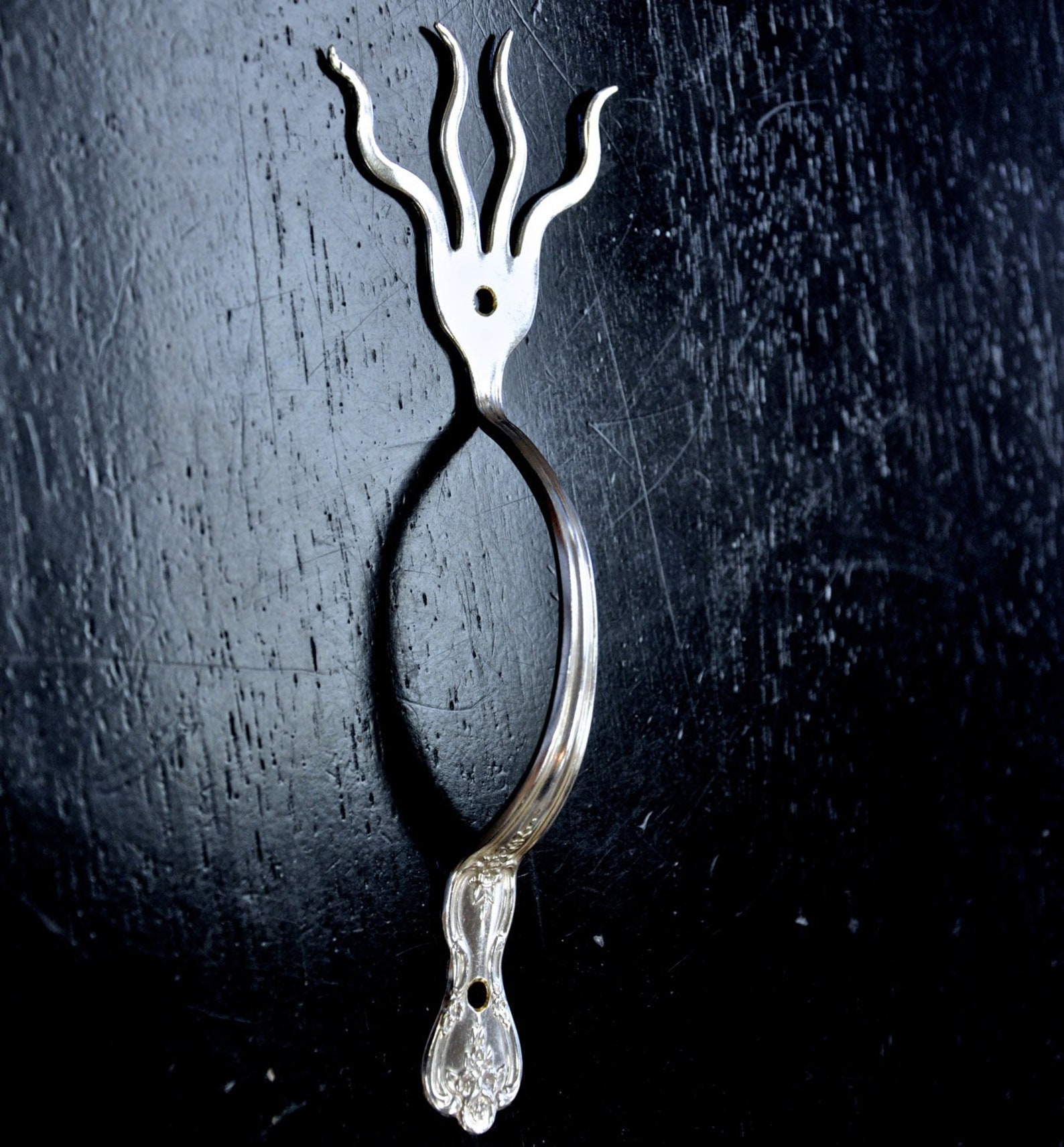 Funky Fork Cabinet Pull Reclaimed Vintage Silverware Handle - Etsy