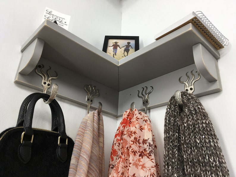 4 Groovy Wave Fork Hooks Coat Rack With Corner Shelf Recycled ...