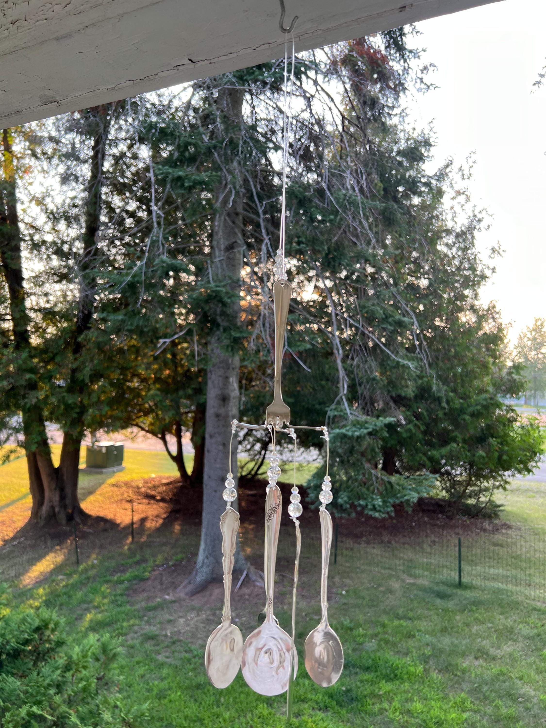 Beautiful 5 Spoon Wind Chime Made With Antique Silverware and Beads - Etsy