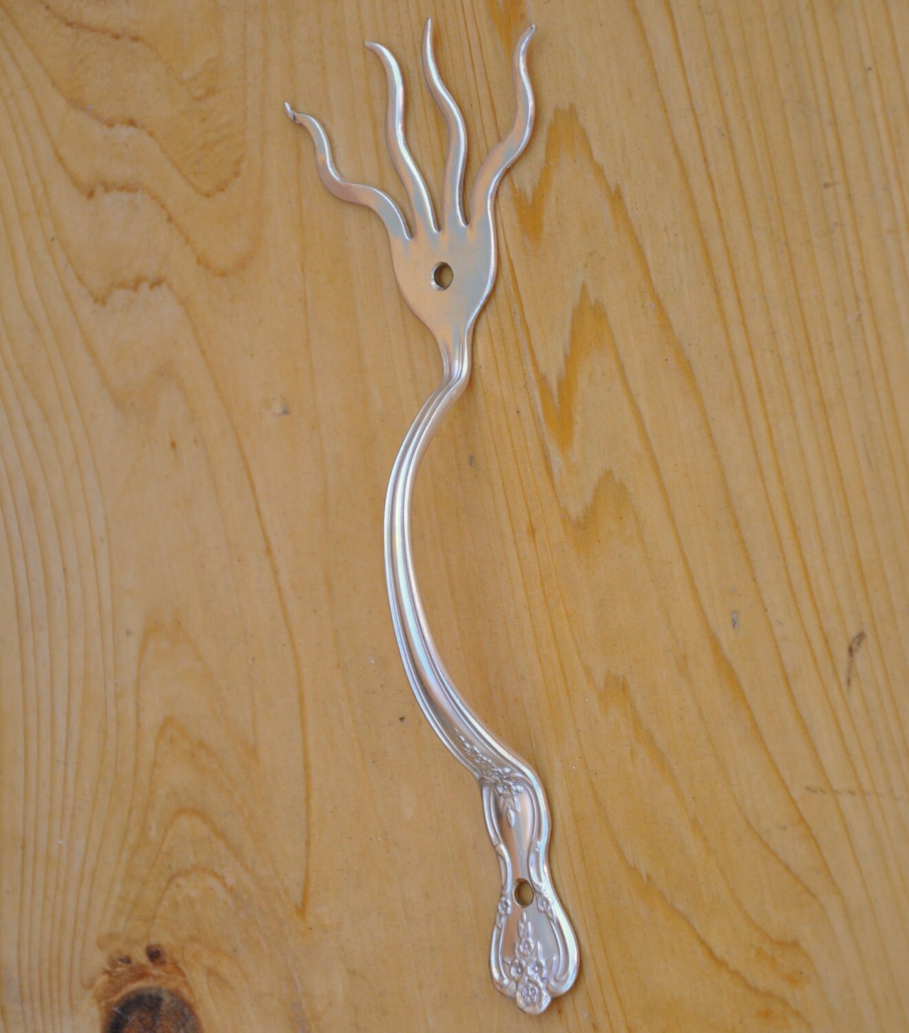 Funky Fork Cabinet Pull Reclaimed Vintage Silverware | Etsy