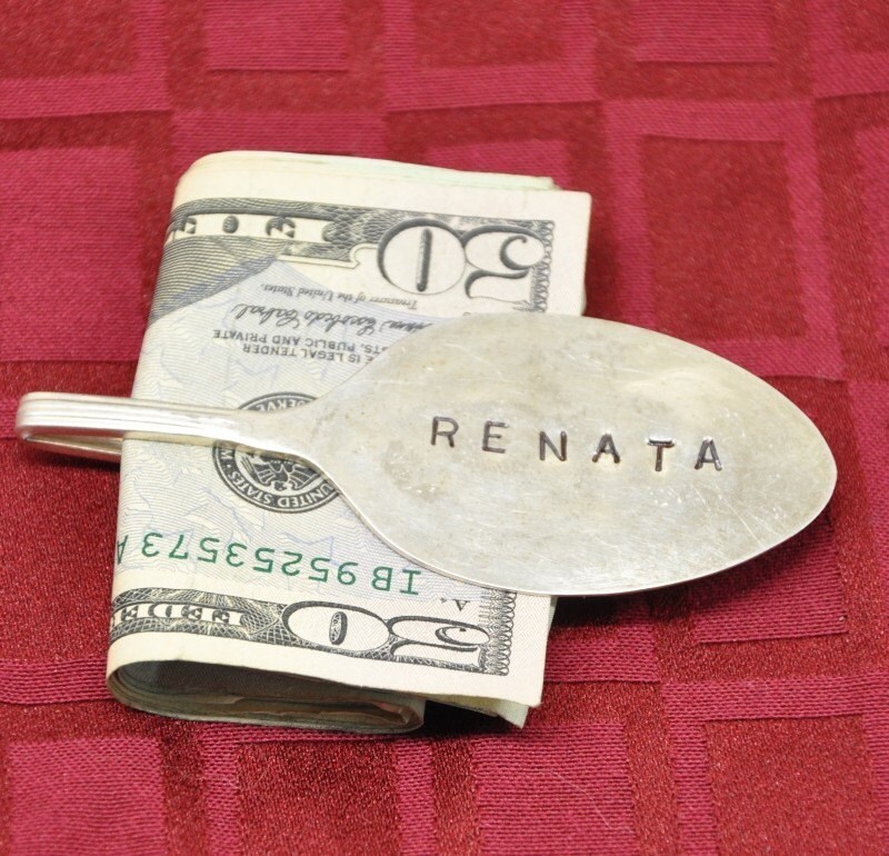Personalized Spoon Money Clip Vintage Reclaimed Silverware | Etsy