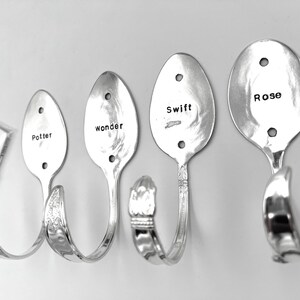 4 Personalized Spoon Hooks Vintage Reclaimed Silverware Build Your Own ...