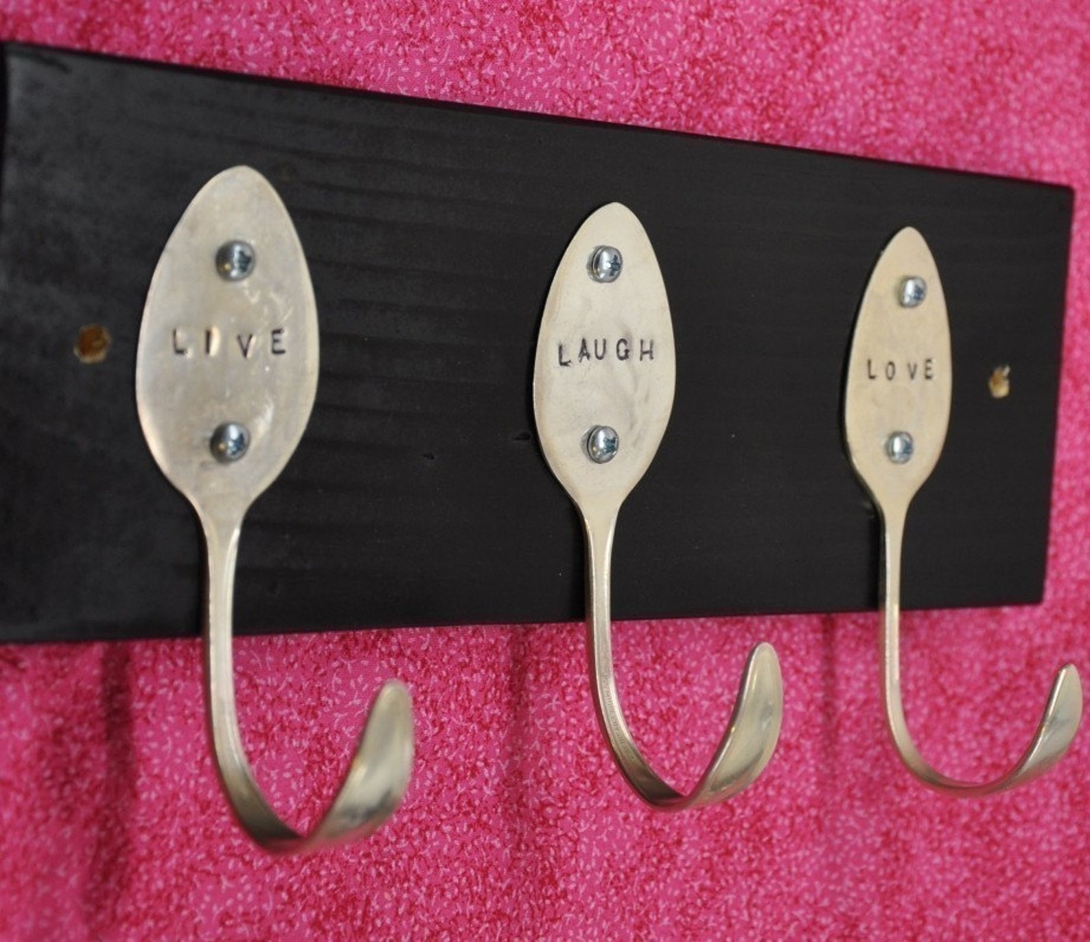 Live Laugh Love Stamped Spoon Hooks Coat Rack Recycled - Etsy