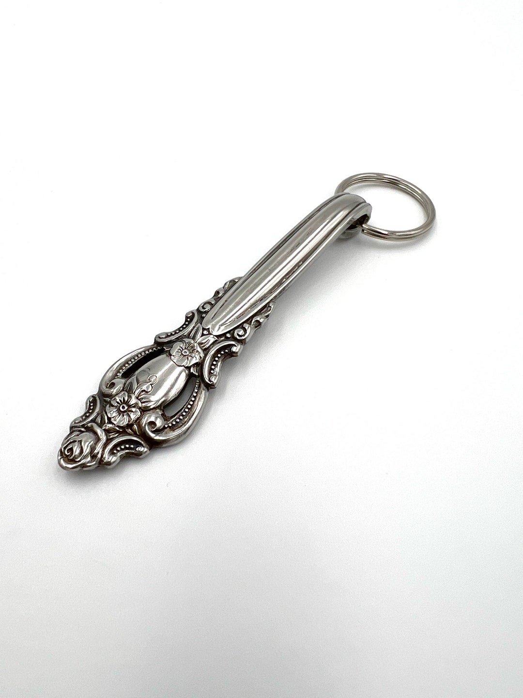Spoon Keychain Key Fob Vintage Reclaimed Silverware Art Nouveau Pattern ...