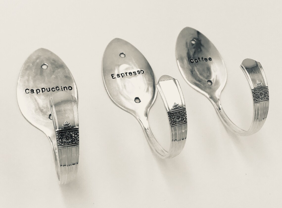 3 Personalized Spoon Hooks Vintage Reclaimed Silverware - Etsy