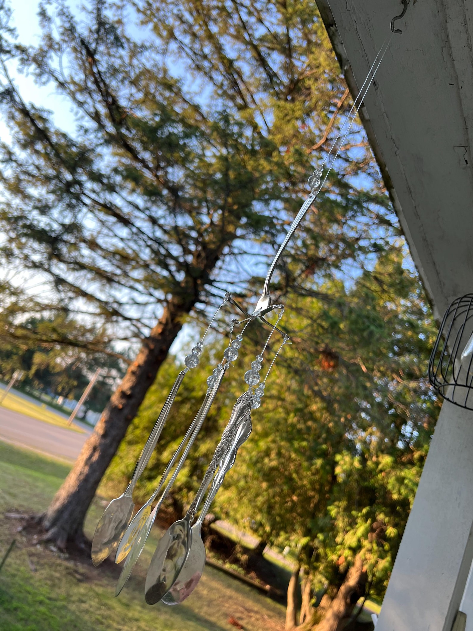 Beautiful 5 Spoon Wind Chime Made With Antique Silverware and Beads - Etsy