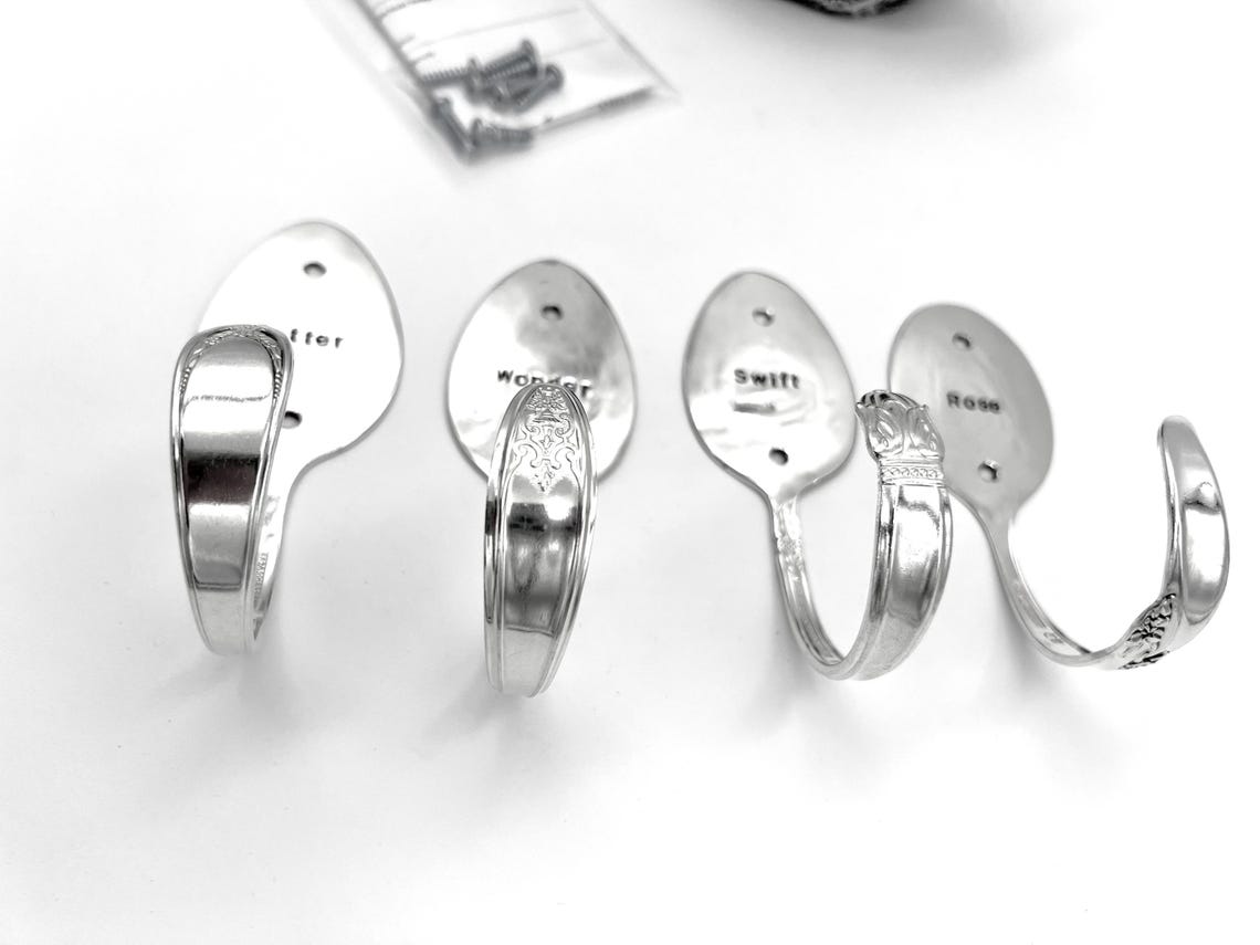 4 Personalized Spoon Hooks Vintage Reclaimed Silverware Build Your Own ...
