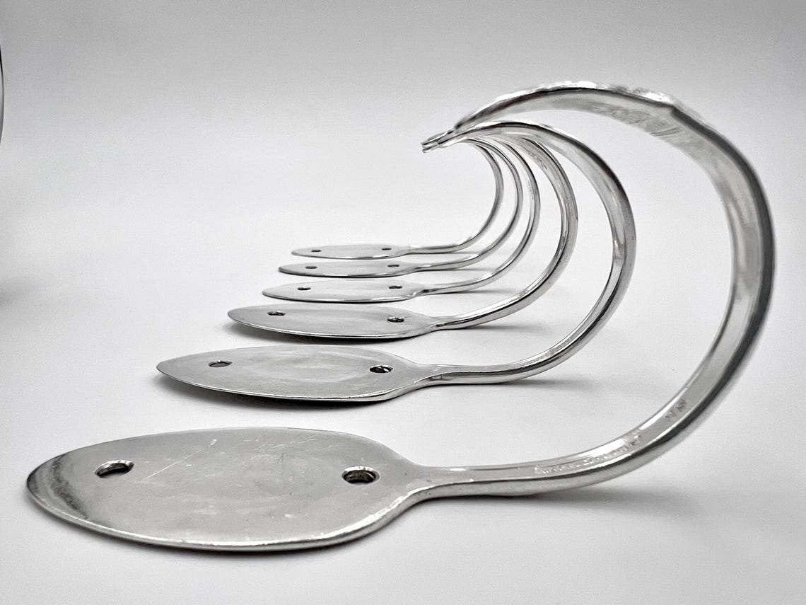 6 Silver Spoon Hooks Vintage Reclaimed Silverware - Etsy