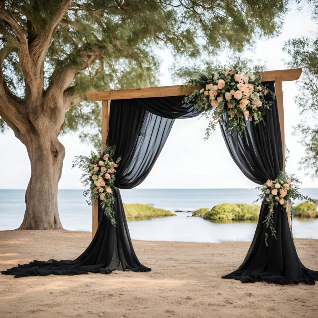 Bespoke Black Chiffon Wedding Arch Curtain 3m X 4m for Weddings Events ...