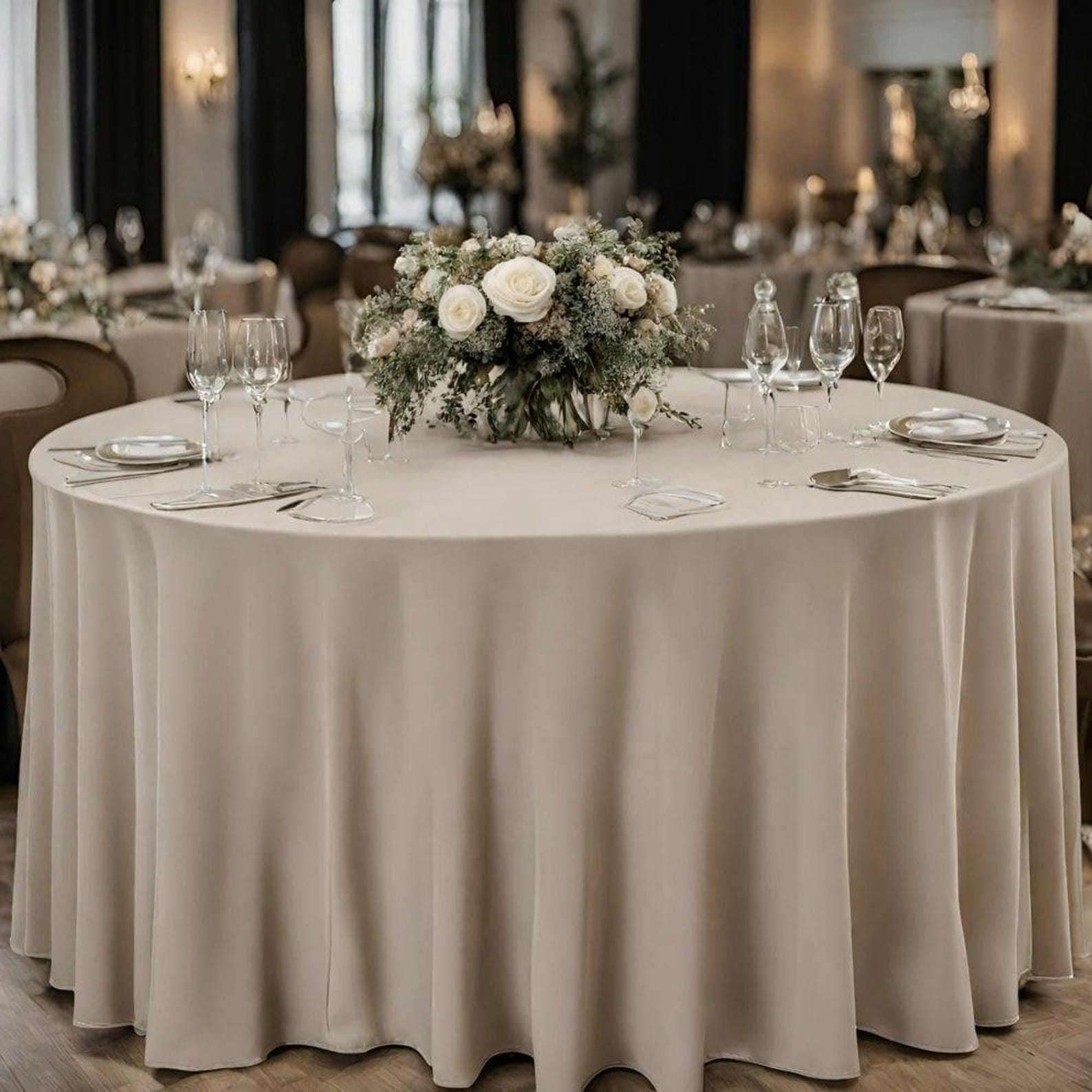 Bespoke 120" Round Polyester Tablecloths for Weddings Parties Events ...