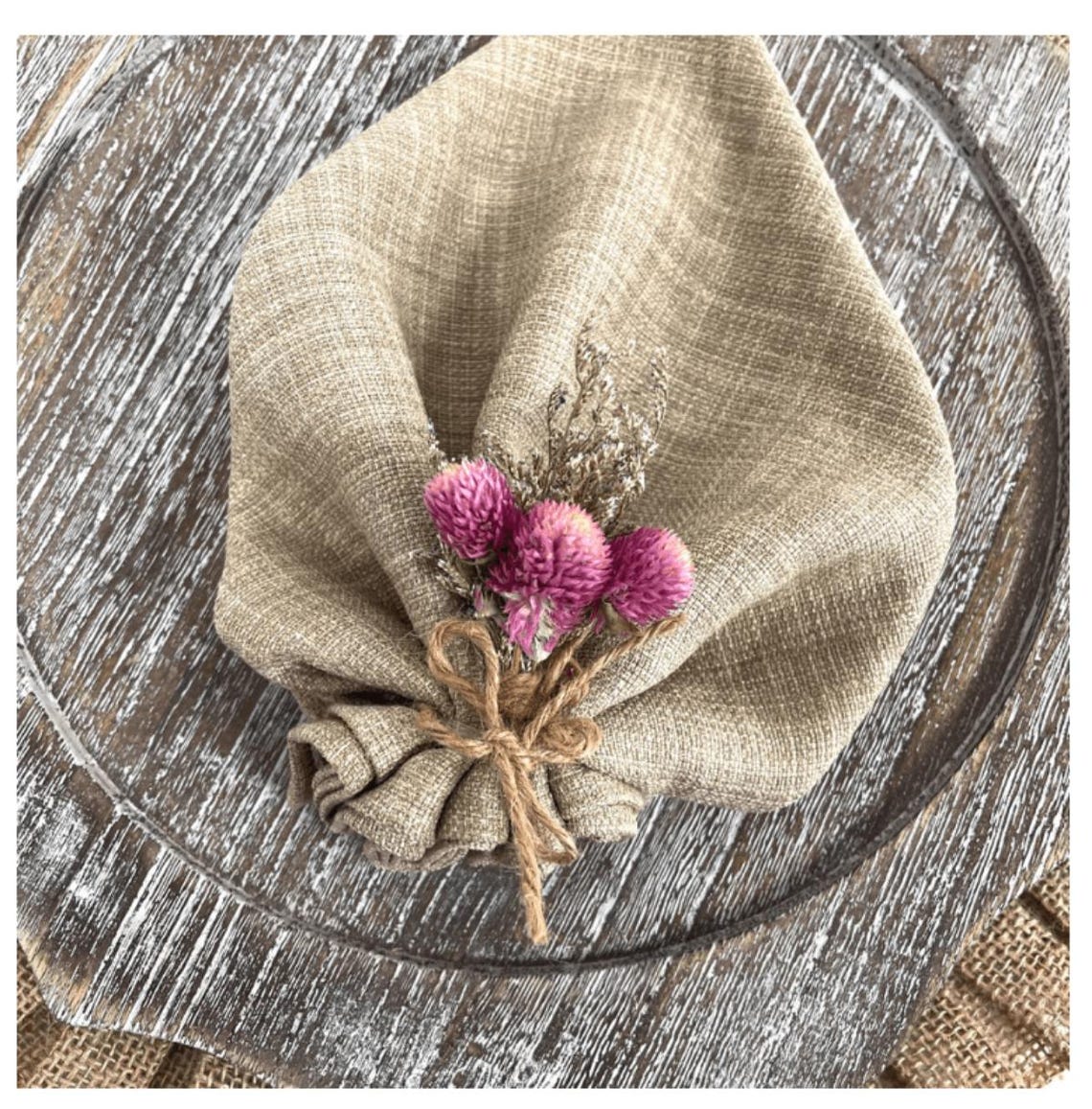 Dried Flower Napkin Ties Rustic Wedding Events Parties Table Decor (6 ...