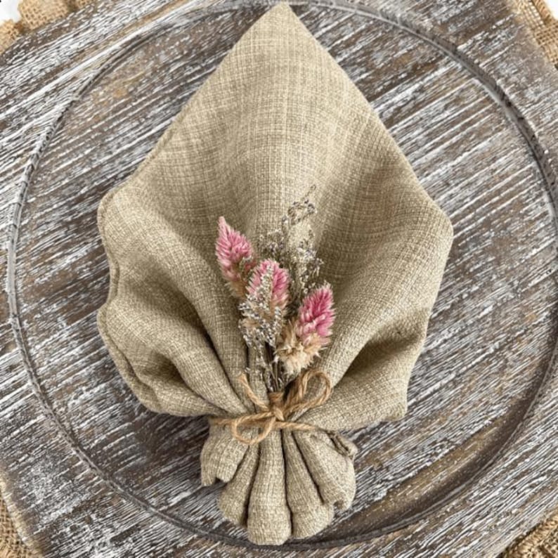 Dried Flower Napkin Ties Rustic Wedding Events Parties Table Decor (6 ...