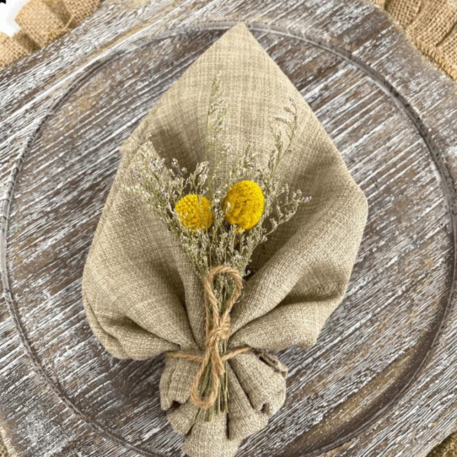 Dried Flower Napkin Ties Rustic Wedding Events Parties Table Decor (6 ...