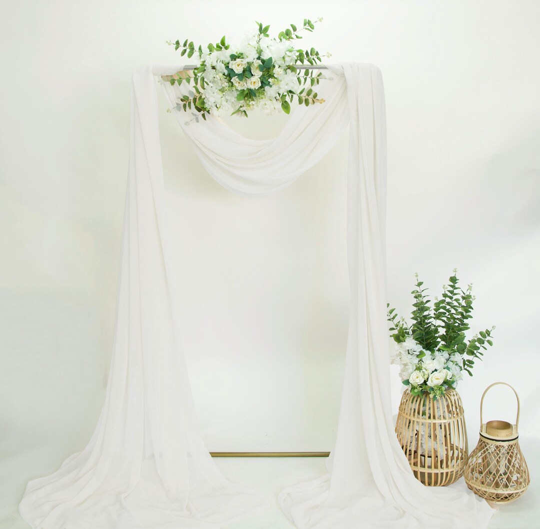 Bespoke Ivory Chiffon Fabric 10m X 1.5m Overlocked for Wedding Arches ...