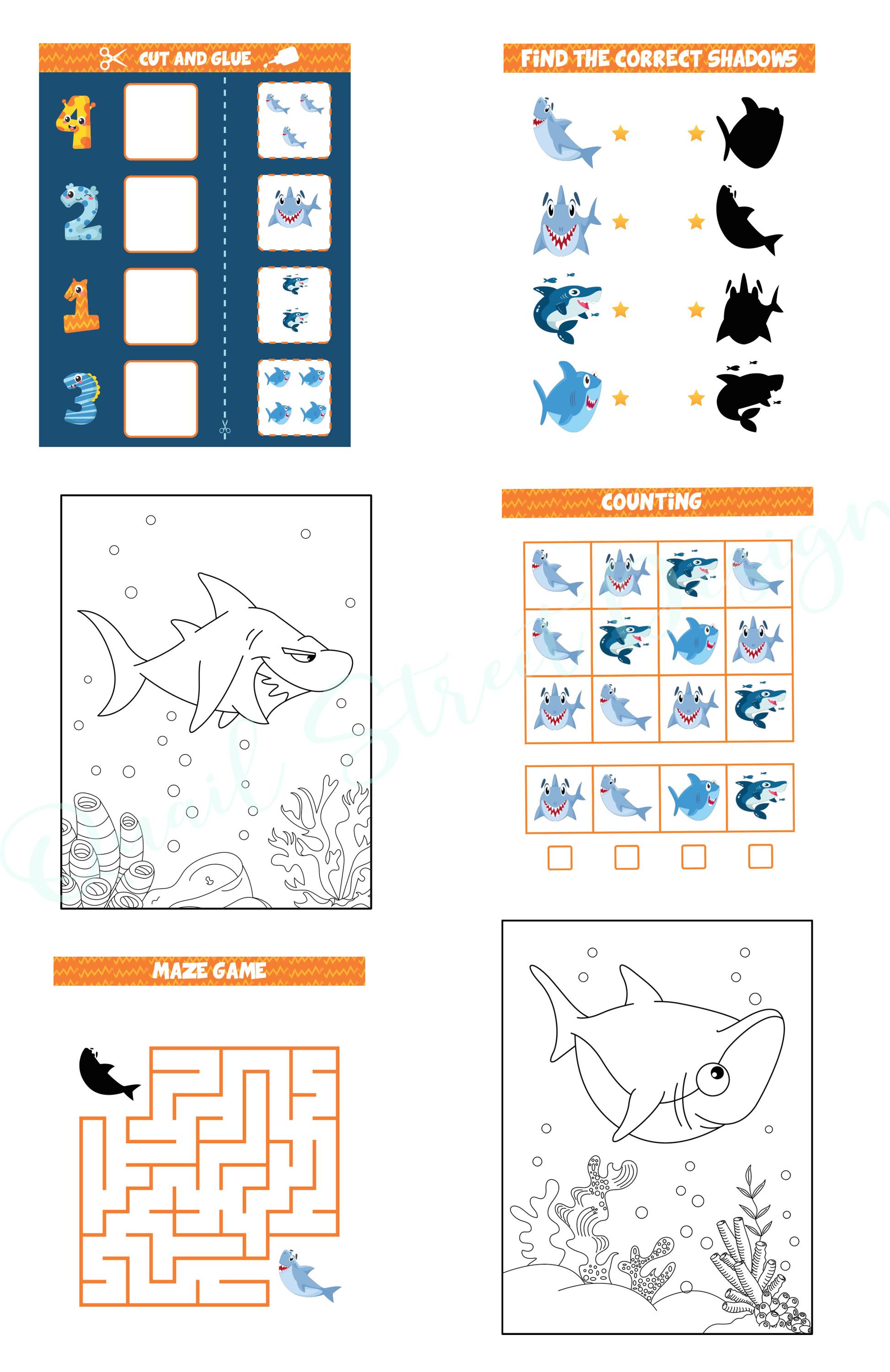 Shark Activity Book Printable Fun Educational Activity Book for Boys ...