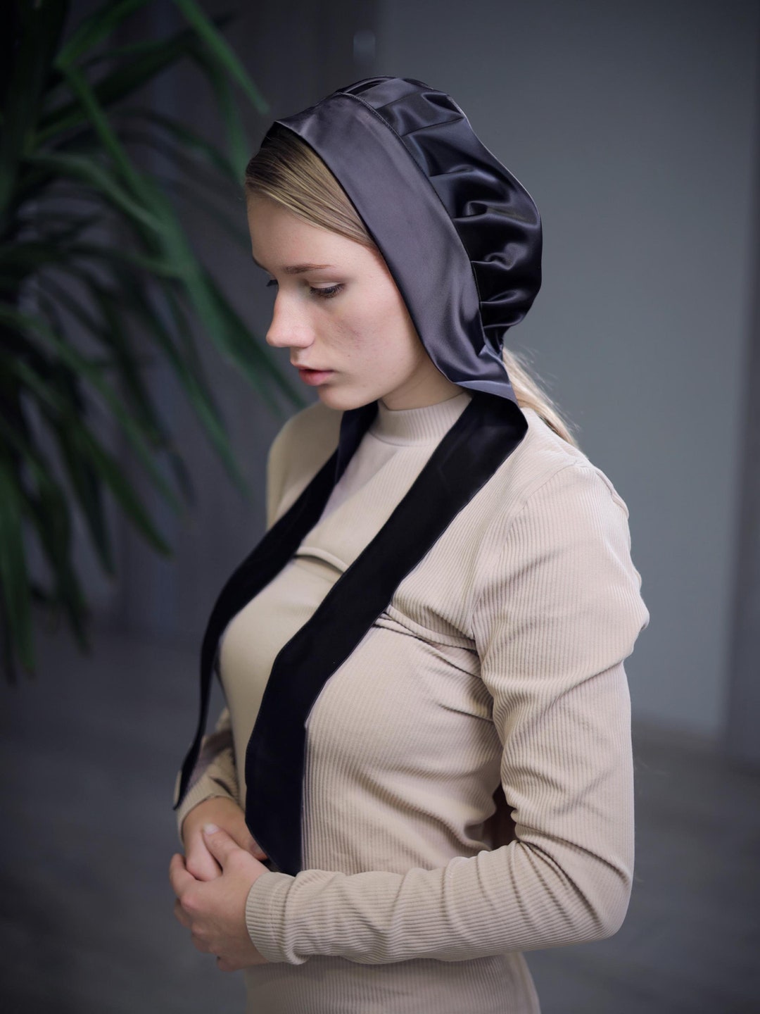 Brown Satin Bonnet With Ties - Etsy