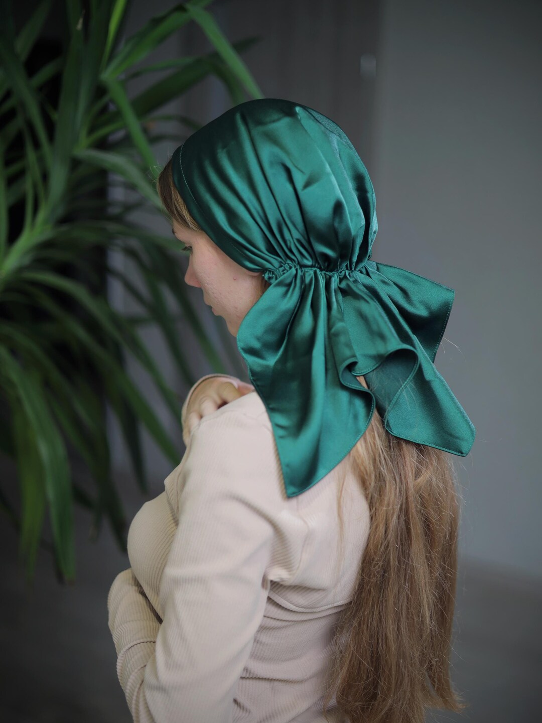 Ready-to-wear Silk Green Kerchief Headscarf - Etsy