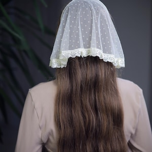 Black Velvet Polka Dot Mesh Headband Veil With Lace Trim HEAD WRAP - Etsy