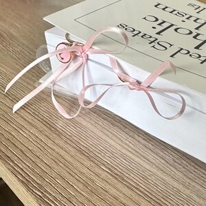 Pink Ribbon Bow Elegant Gold Paperclip Coquette Bookmark Cute Gold ...