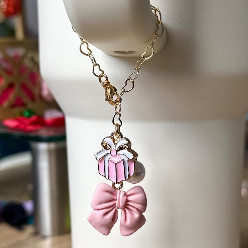 Pink Christmas Tumbler Charm: Snowflake Initial Accessory - Etsy
