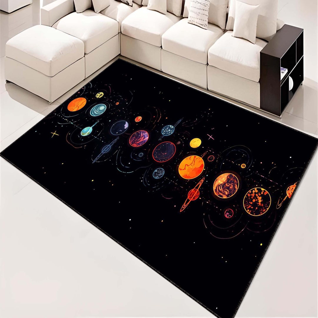 Planet Rug, Space Planet Rug, Cute Planets Rug, Educational Rugs, Kids ...