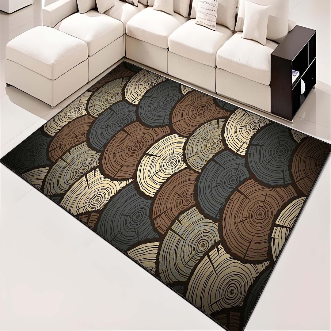 Rustic Wood Grain Rug, Natural Design, Earthy Tones Rug, Weathered Aged ...
