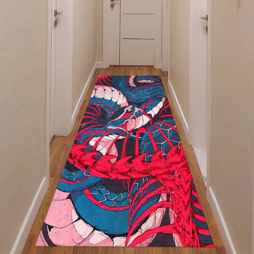 Runner Rug, Japanese Snake Rug, Dragon Runner Rug, Bold Tattoo Inspired ...