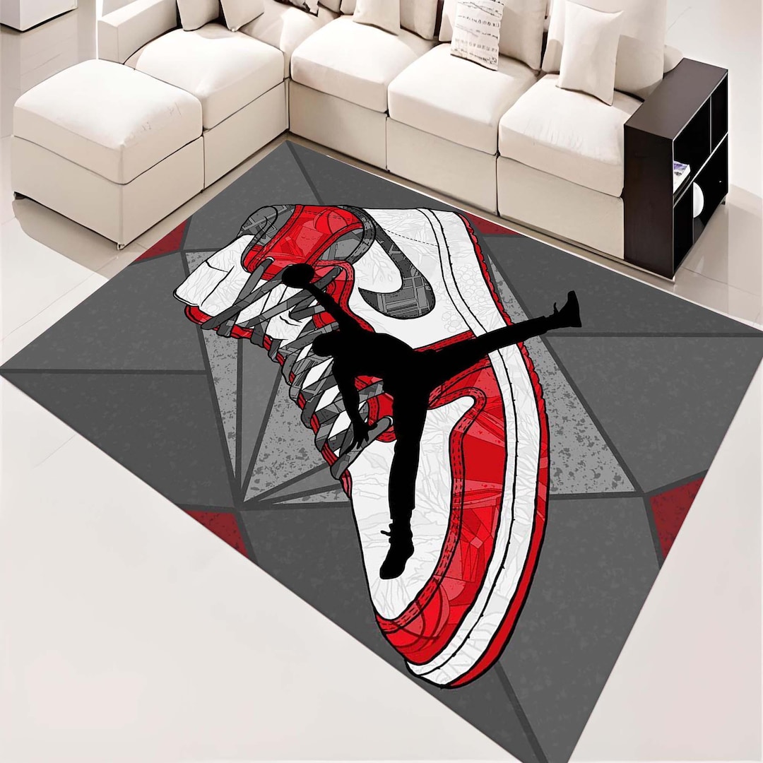 Airjordan Sneaker Area Rug, Bold Basketball Decor for Sneakerheads ...