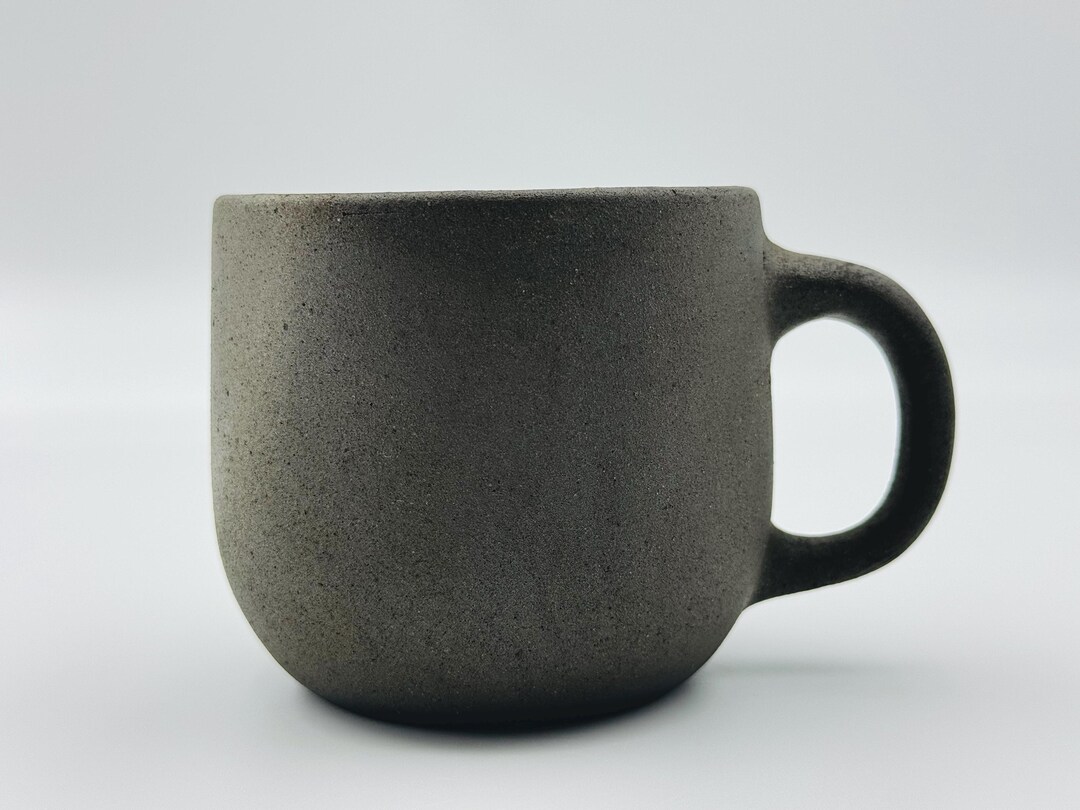 Handcrafted Black Sand Mug: Nature Themed Minimalist Unglazed Coffee ...