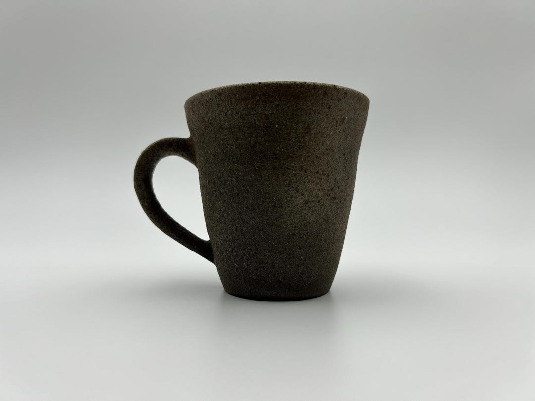 Handcrafted Black Sand Mug: Nature Themed Minimalist Unglazed Coffee ...