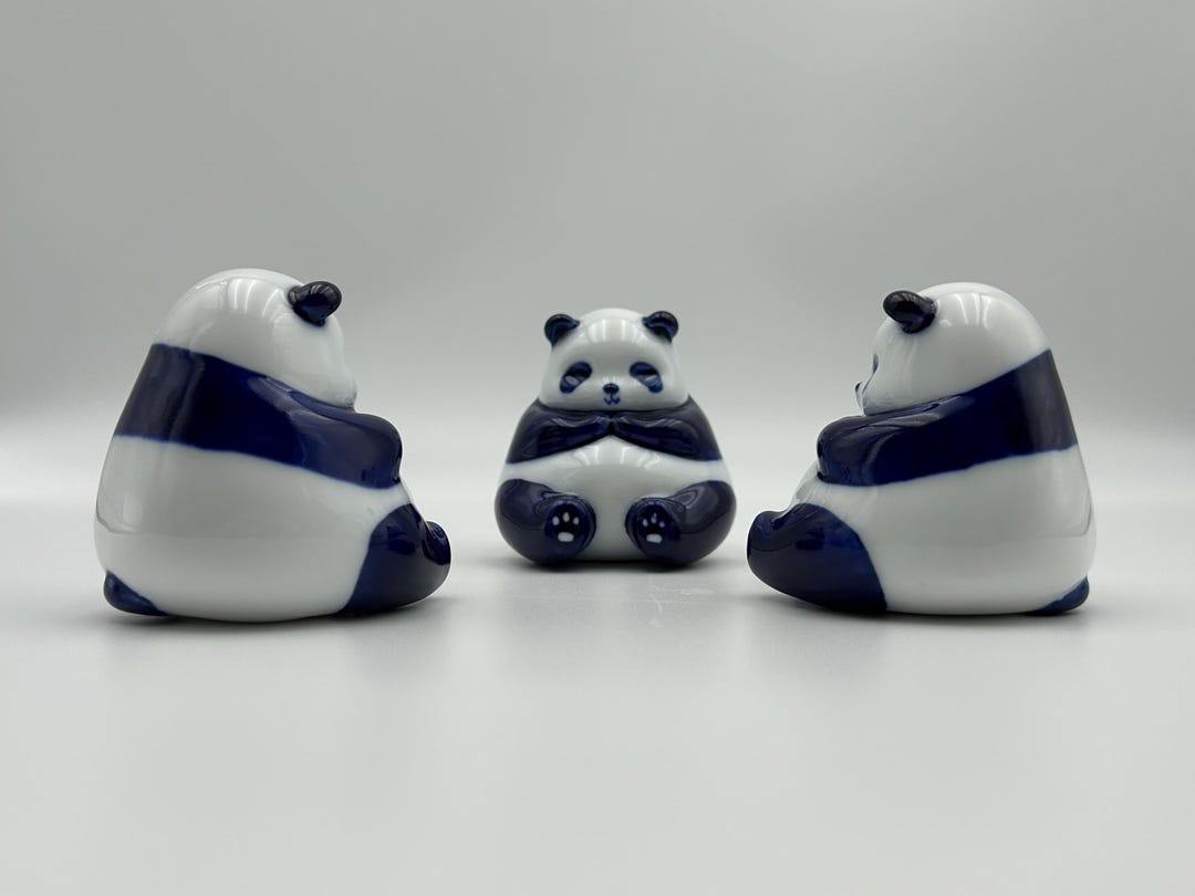 Handmade Blue White Porcelain Panda Sculpture With Night Light - Etsy